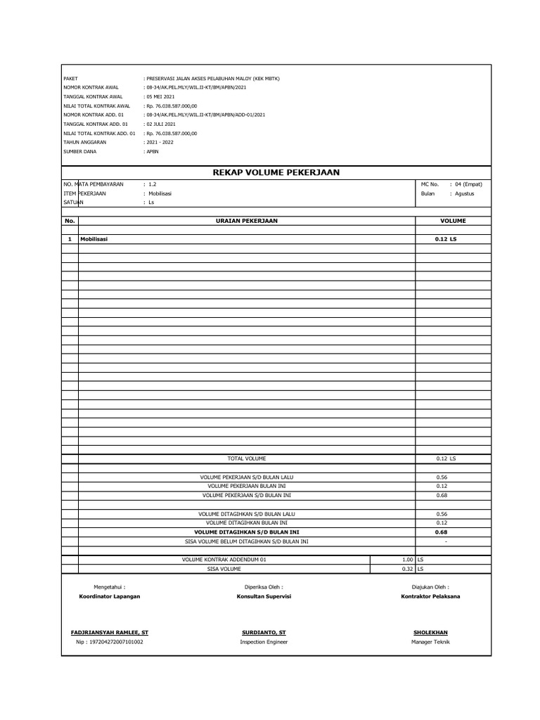 Back Up MC 04 (Pancang) | PDF