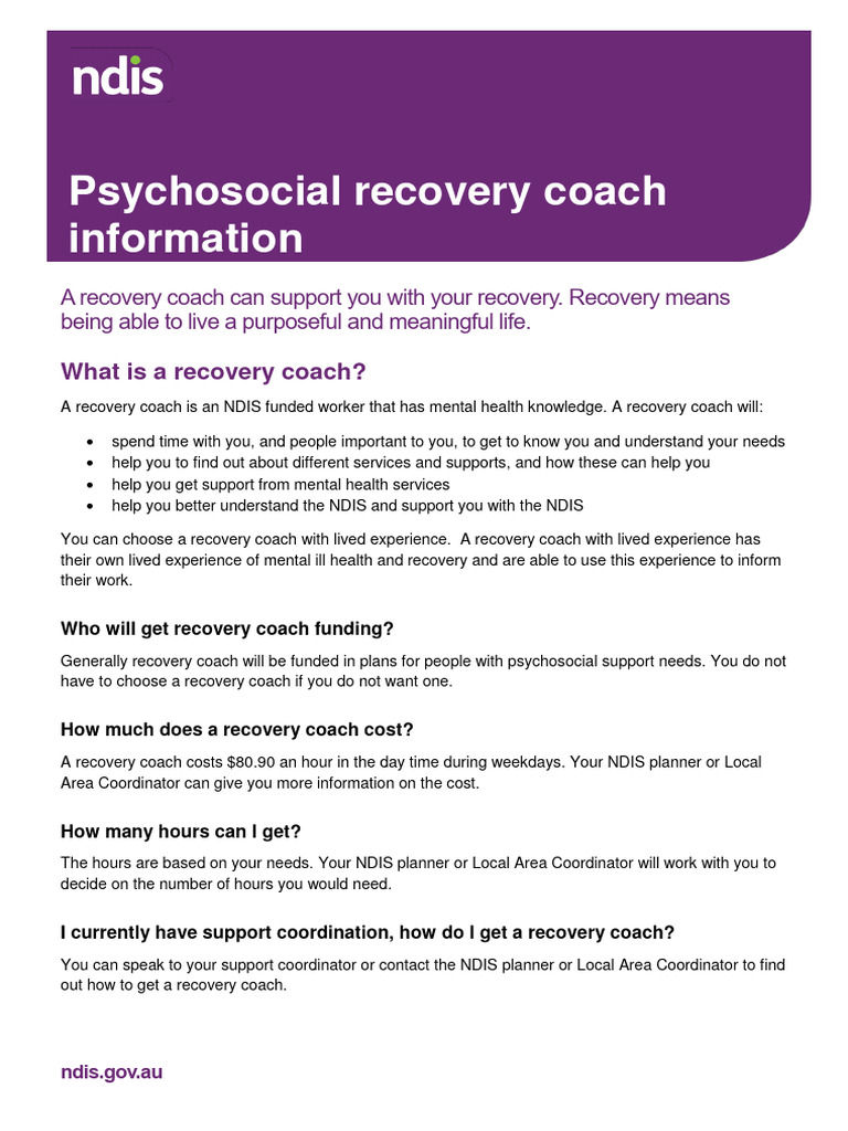 PB Psychosocial Recovery Coach Information PDF | PDF | Health Care
