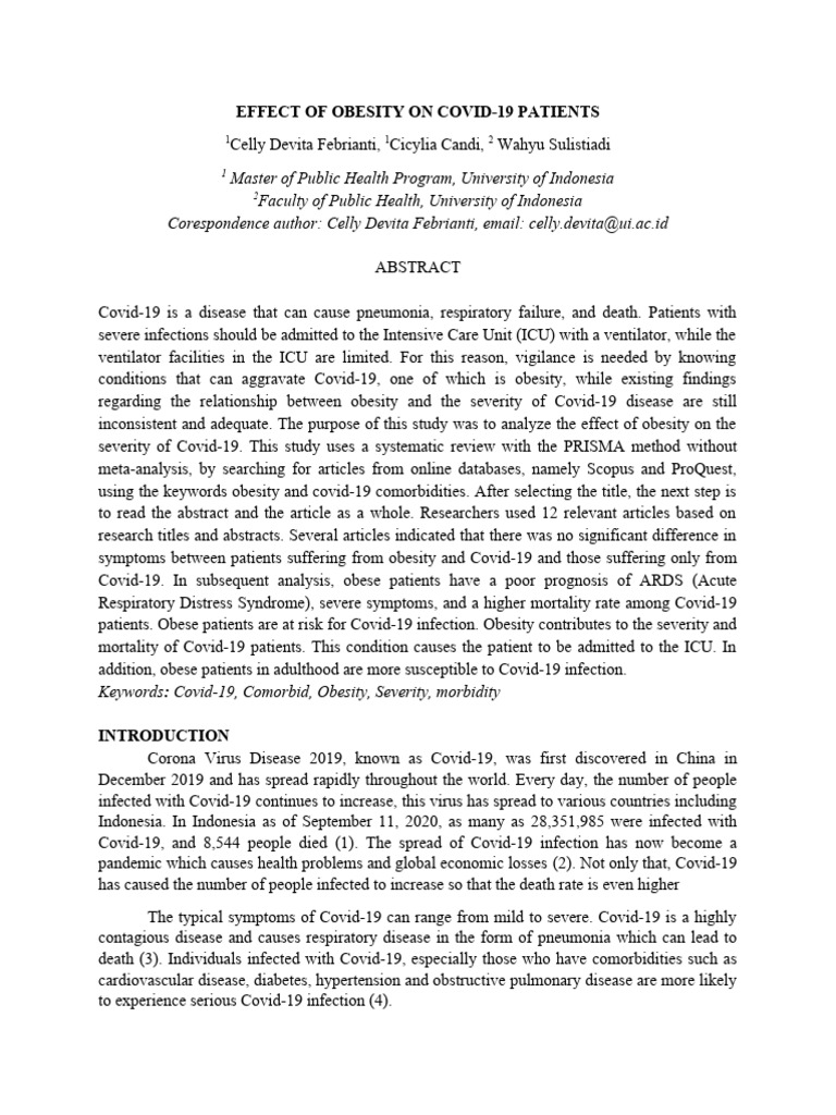 1641 2676 1 RV | PDF | Obesity | Comorbidity