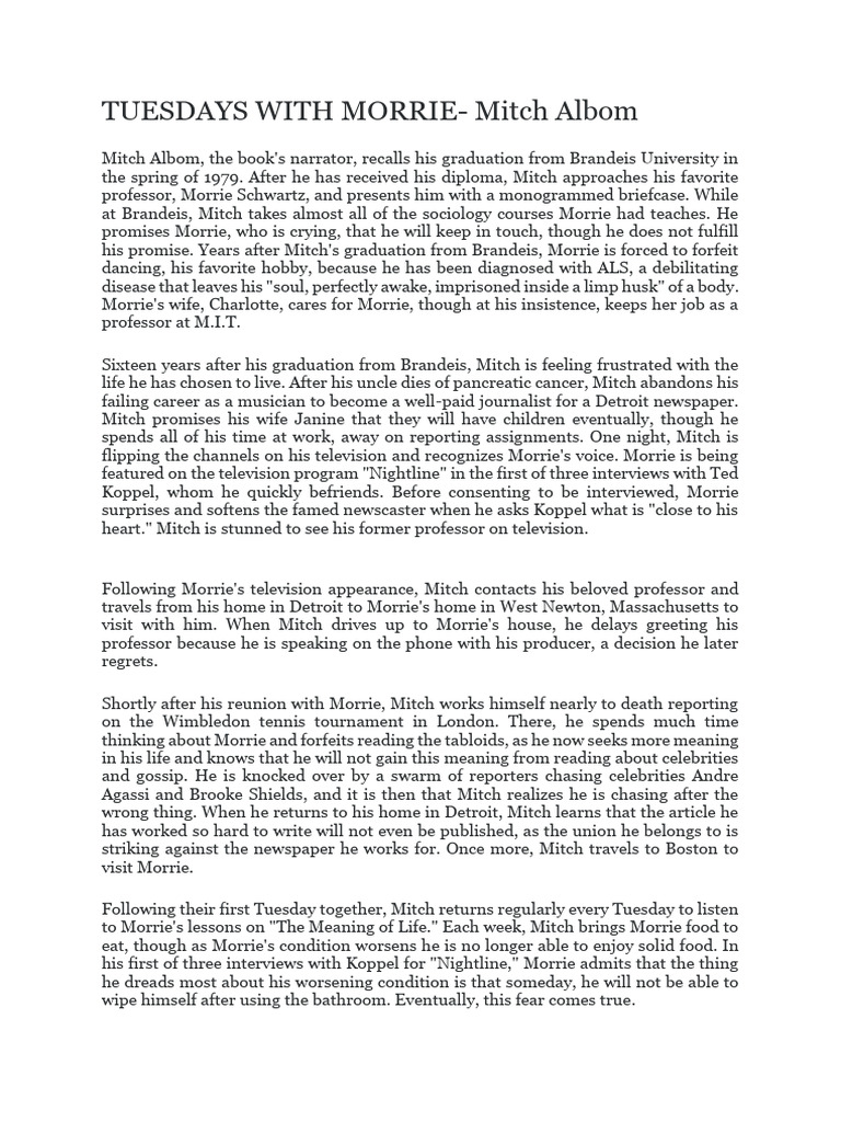 TUESDAYS WITH MORRIE - Notes | PDF