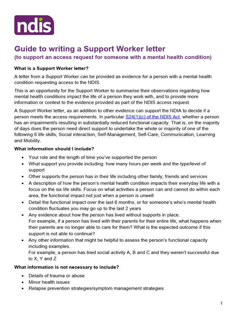 FS Guide To Writing Support Worker Letter | PDF | Behavioural Sciences ...