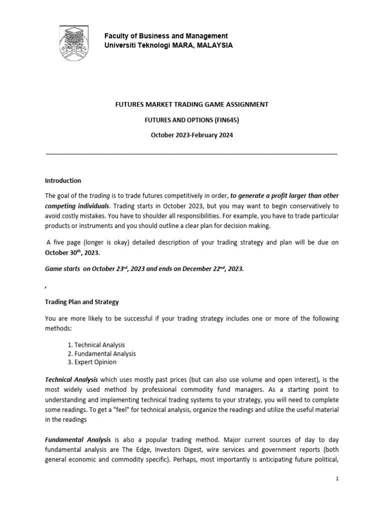 FIN645 Assignment (FTP) - Oct2023-Feb2024 - EPJJ | PDF | Technical Analysis | Commodity