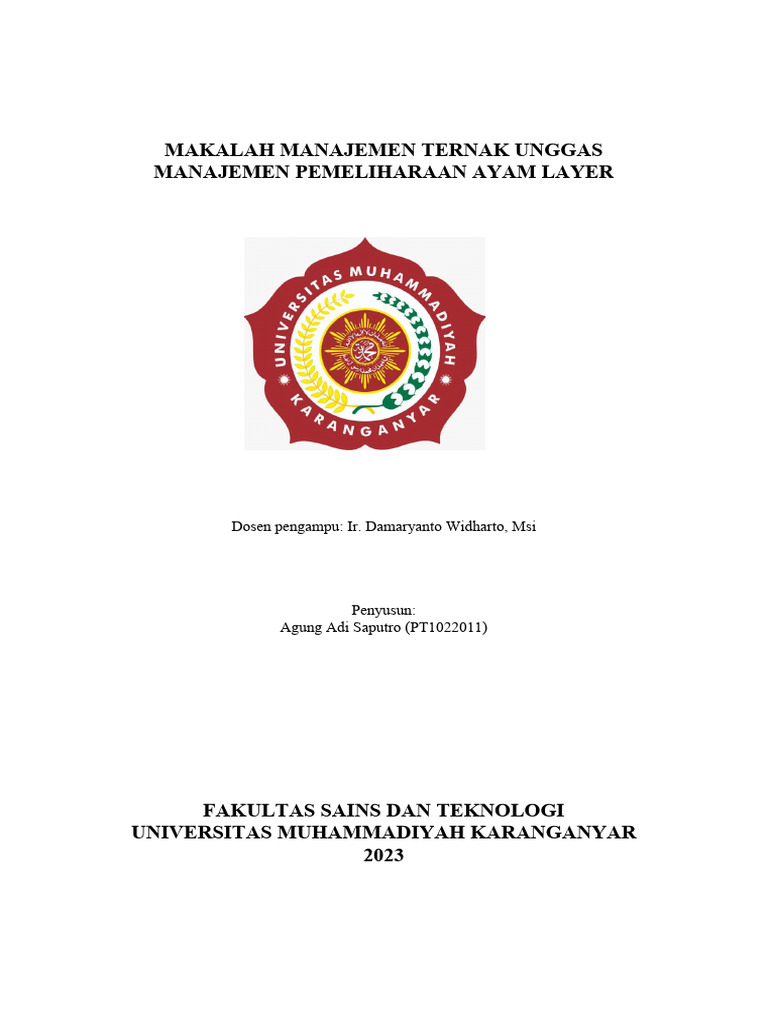 Makalah Manajemen Ternak Unggas Manajeme | PDF Makalah Manajemen Ternak Unggas Manajeme | PDF