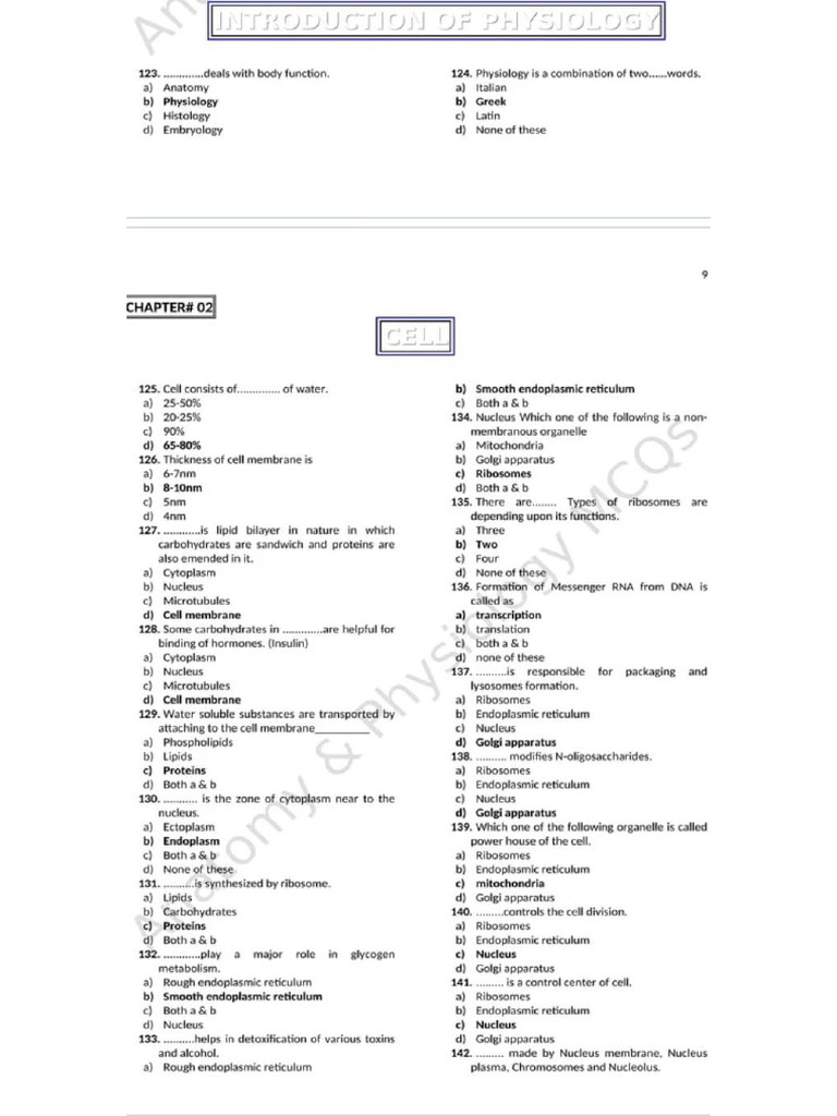 Physiology McQs | PDF