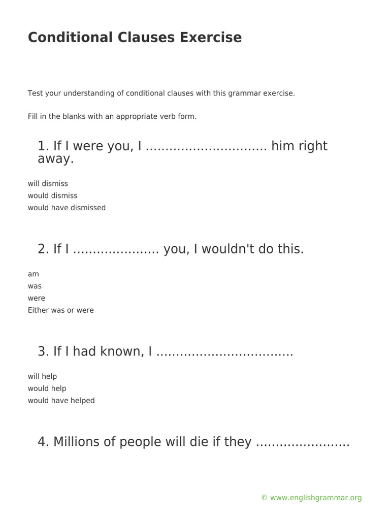 Conditional Clauses Exercise | PDF