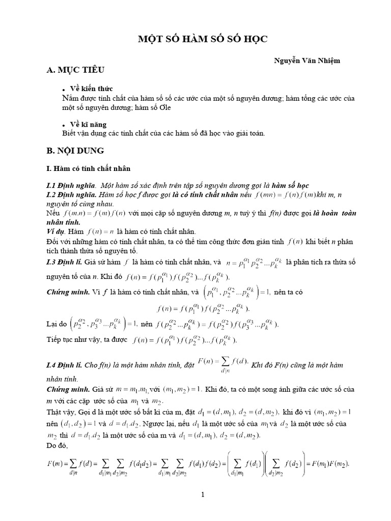 Mot So Ham So Hoc | PDF