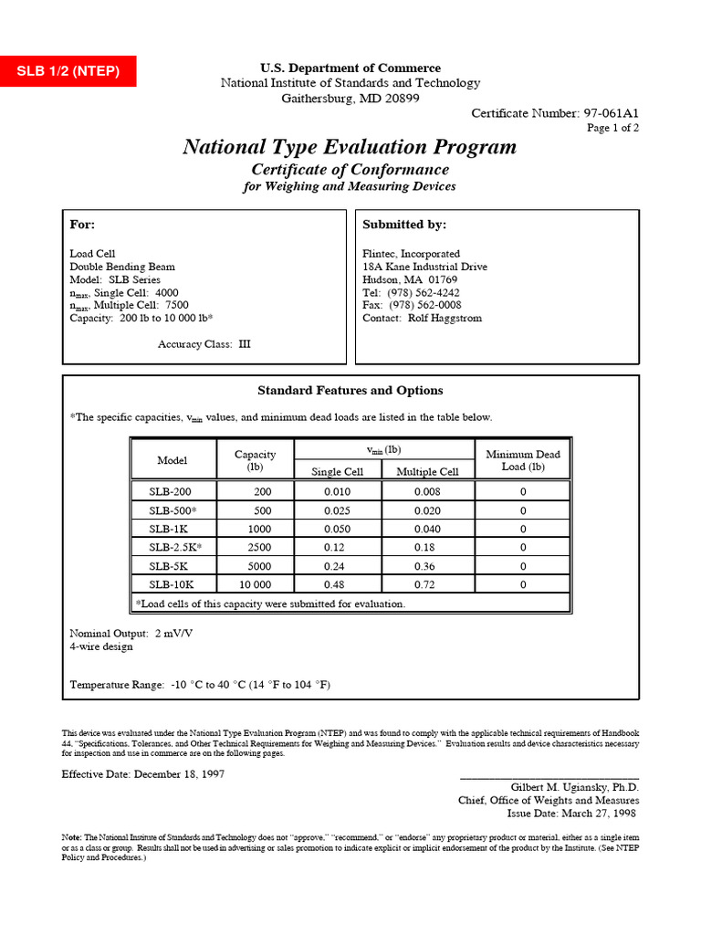 SLB Beam Cert Ntep | Download Free PDF | National Institute Of ...