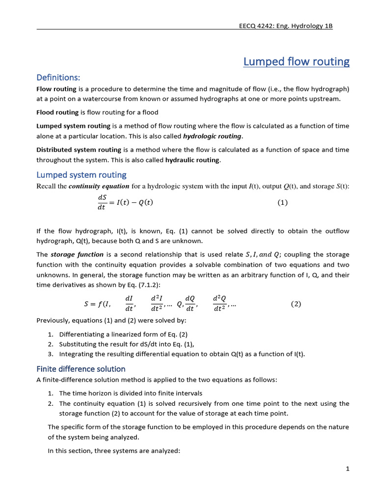 EECQ - 4242 - Lumped Flow Routing | PDF | Science & Mathematics