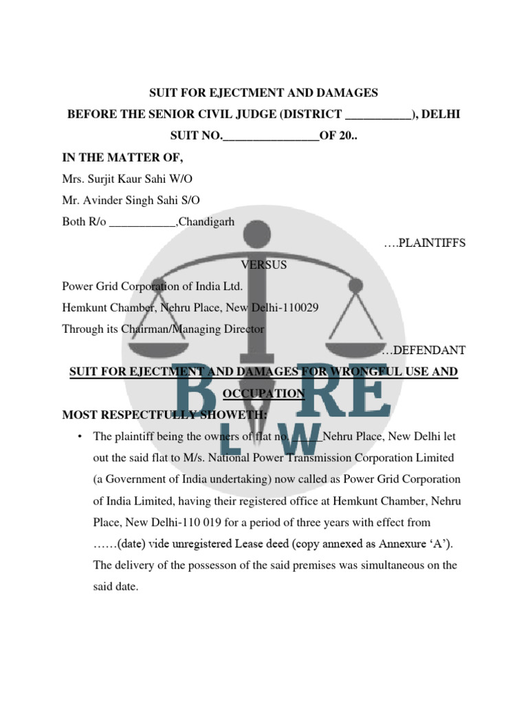 Suit For Ejectment and Damages Converted 1 - Watermark 1 | PDF | Lease ...