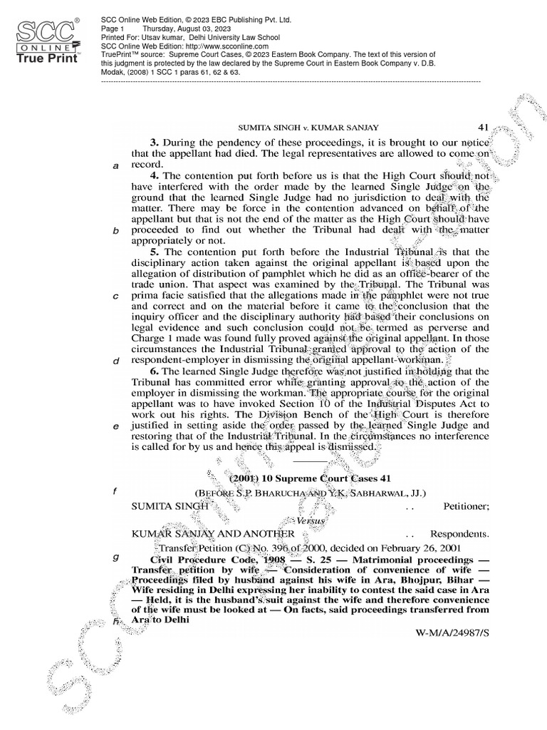 Sumita Singh v. Kumar Sanjay, (2001) 10 SCC 41 | PDF