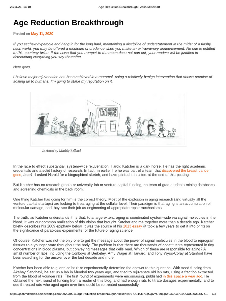 Age Reduction Breakthrough - Josh Mitteldorf | PDF