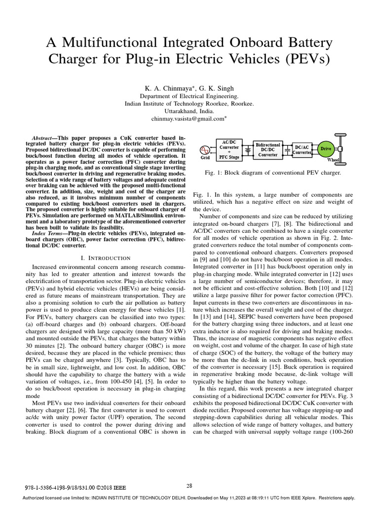 Integrated Charger for Electric Vehicles | PDF | Battery Charger | Plug ...