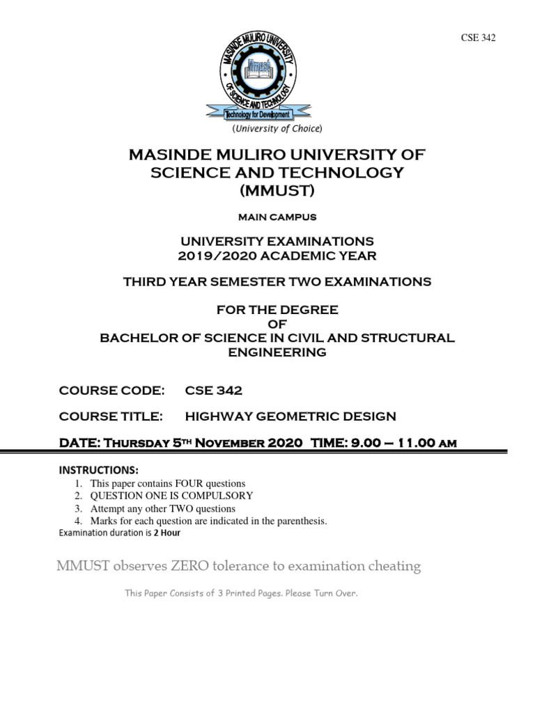 Cse 342 - Highway Geometric Design | PDF