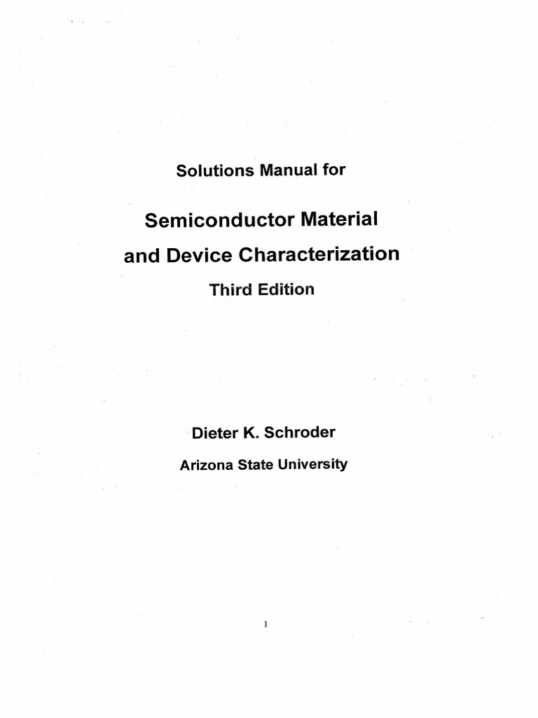Semiconductor Material and Device Characterization Solution Manual 3ed ...