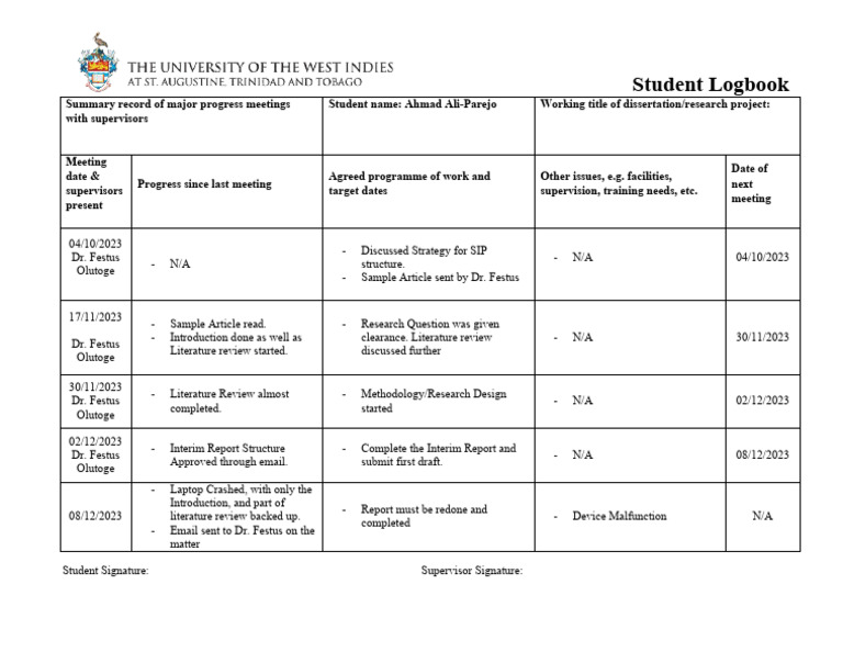 Student Logbook | PDF | Science