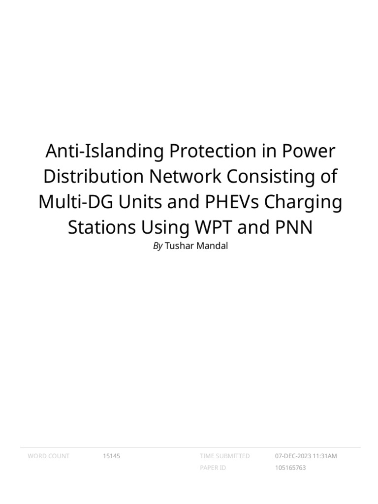 Anti-Islanding in Multi-DG Networks | PDF