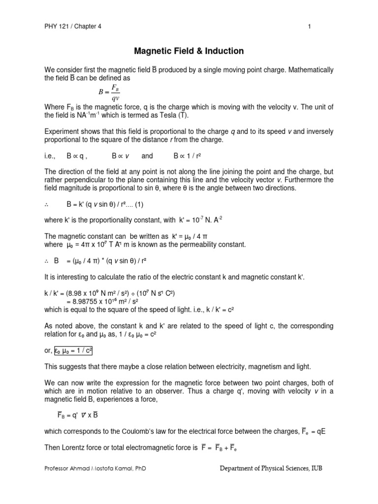 Ch4 - PHY121 - Magnetic Field - Induction | PDF | Electromagnetic Induction | Inductance