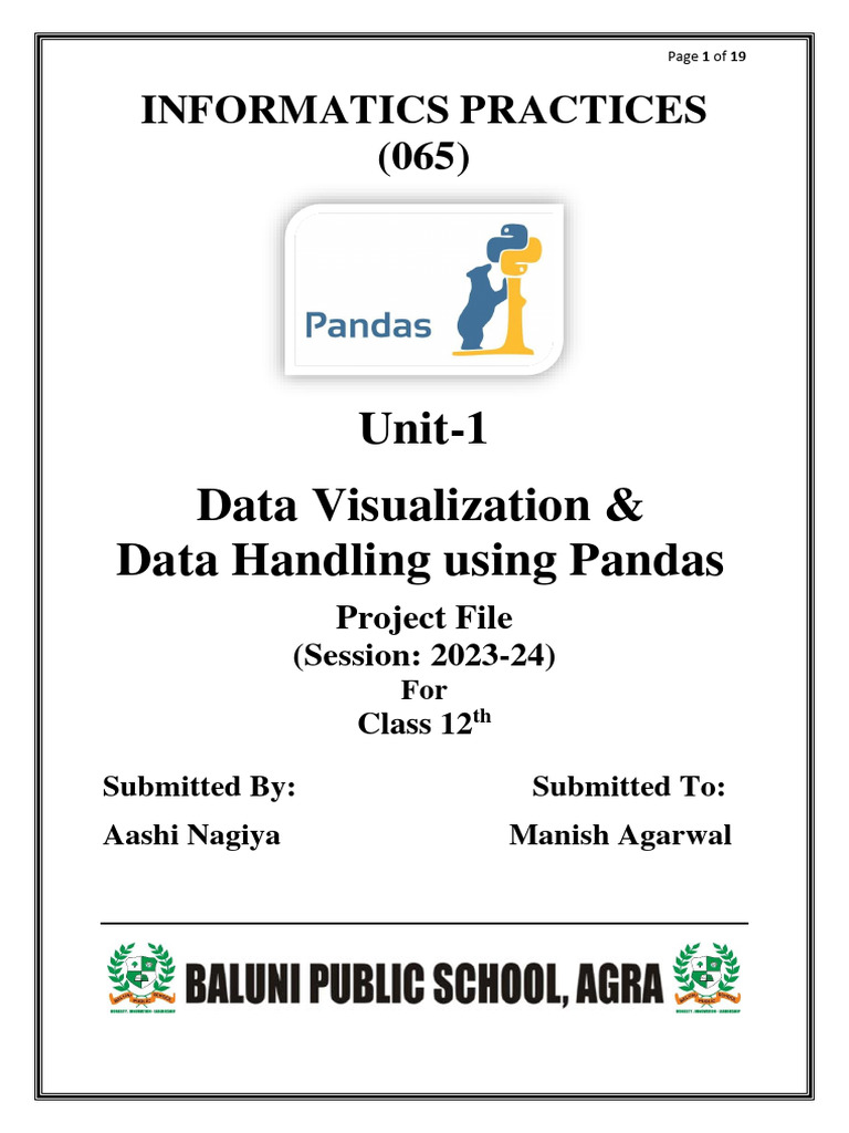 Data Visualization and Data Handling Using Pandas CLASS 12 - Aashi Nagiya | PDF | Comma ...