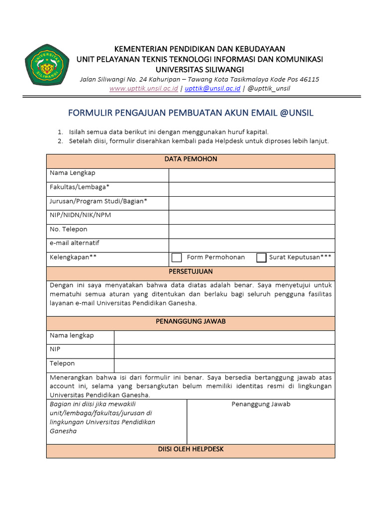 Formulir Permintaan Akun Email 1 | PDF | Karier & Perkembangan