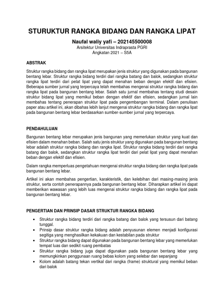 Sturuktur Rangka Bidang Dan Rangka Lipat | PDF