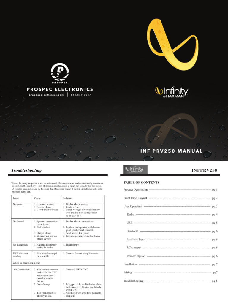 Infinity Infprv250 Manual en | PDF | Bluetooth | Electricity