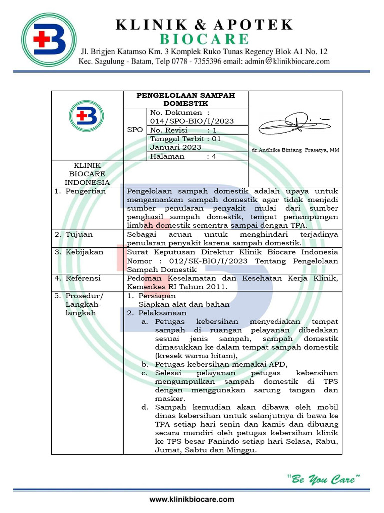 Ep 6 Spo Pengelolaan Sampah Domestik | PDF