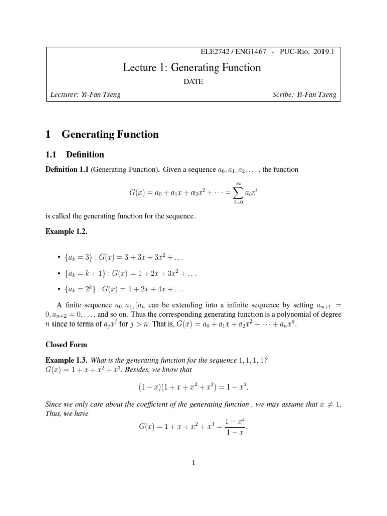 DisMath Generating Function | PDF