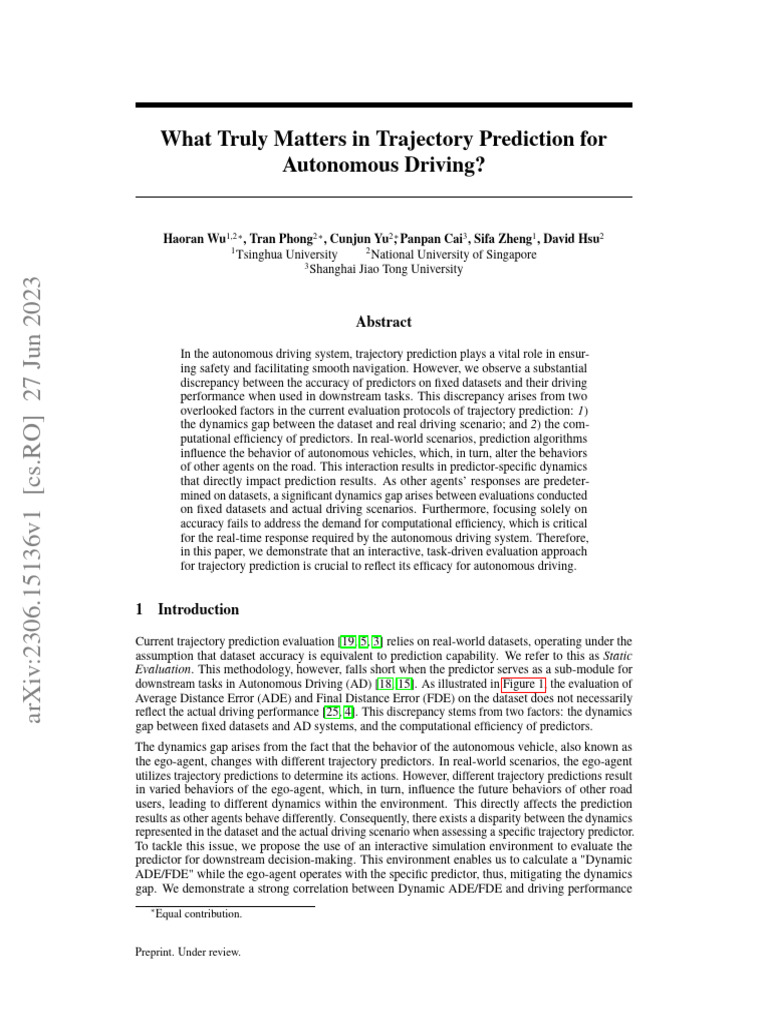 What Truly Matters In Trajectory Prediction For Autonomous Driving Pdf Simulation Prediction