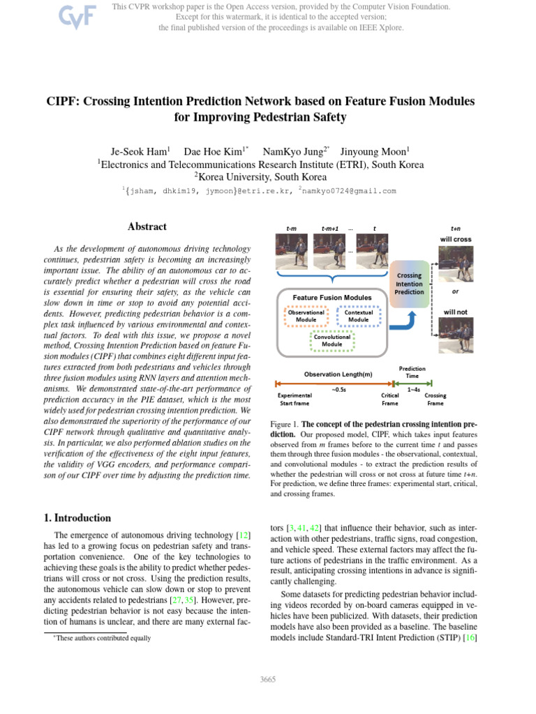 Ham CIPF Crossing Intention Prediction Network Based On Feature Fusion Modules CVPRW 2023 Paper ...