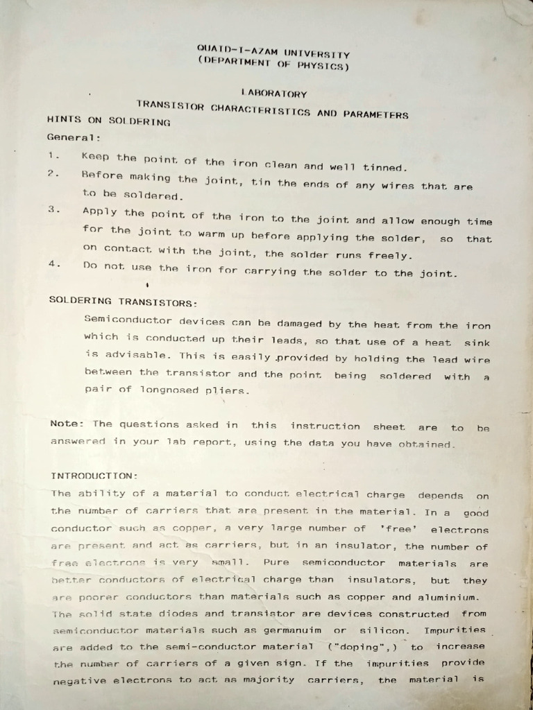 Transistor Parameters | PDF | Bipolar Junction Transistor | P–N Junction