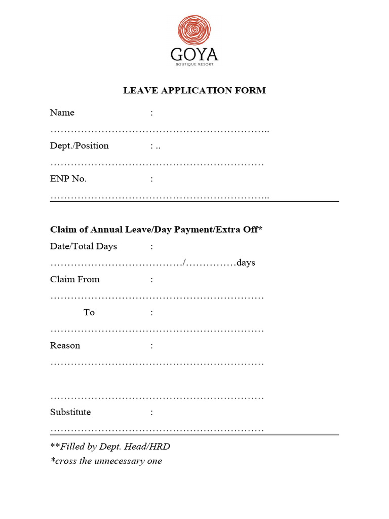 Leave Application Form Template | PDF | Career & Growth | Business