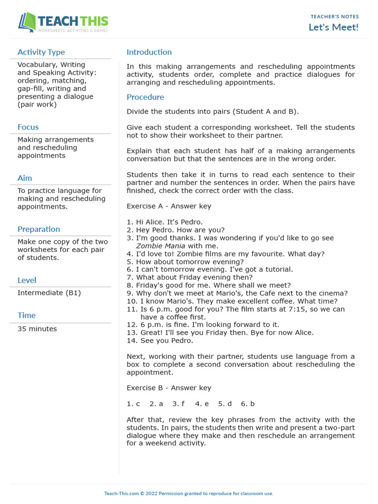 ESL Lesson - Lets-Meet | PDF