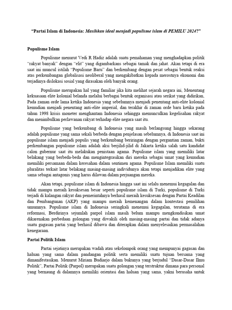 Partai Islam Di Indonesia | PDF