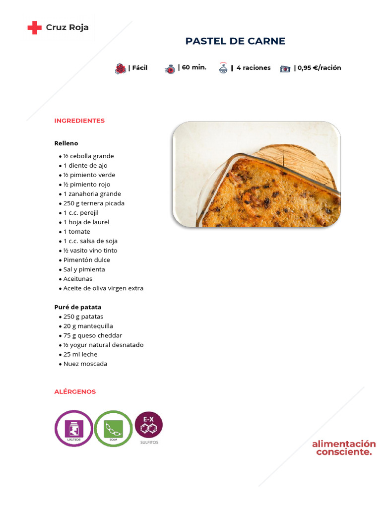 Descargable Pastel de Carne | PDF | Cocina mediterranea | Alimentos