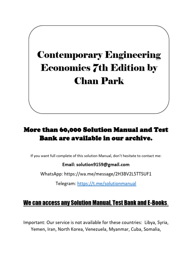 Contemporary Engineering Economics 7th Edition by Chan Park PDF | PDF
