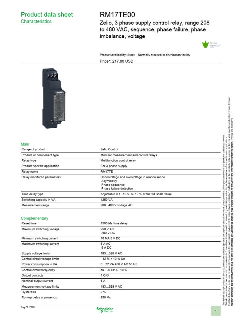 Phase Filler RM17TE00 - DATASHEET - US - en-US | PDF | Relay ...