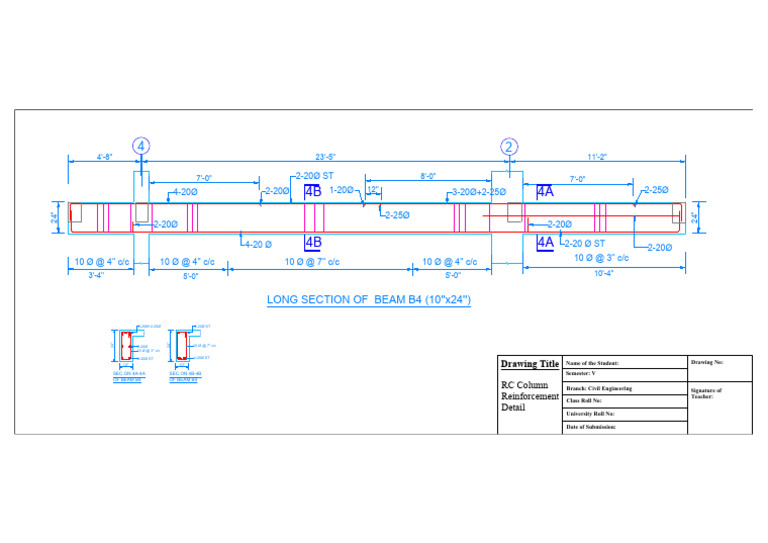 Beam Reinforcement Detail Drawing | PDF