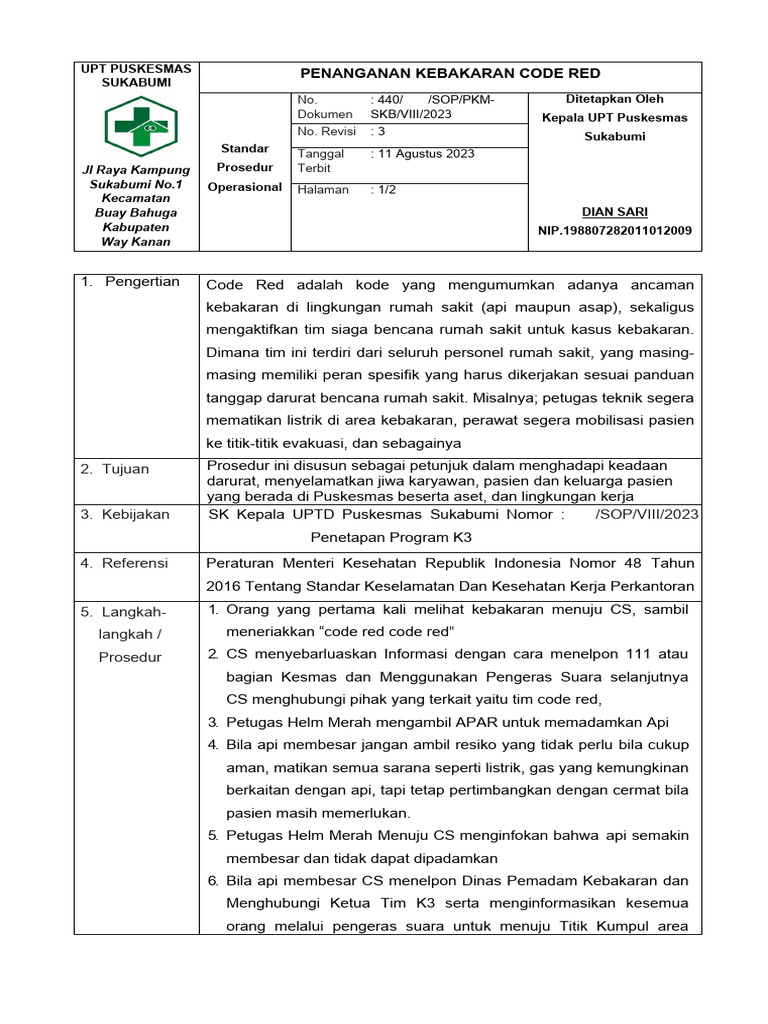 1.4.2.3. SOP Code Red | PDF