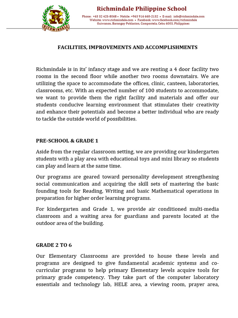 Richmindale Facilities | PDF