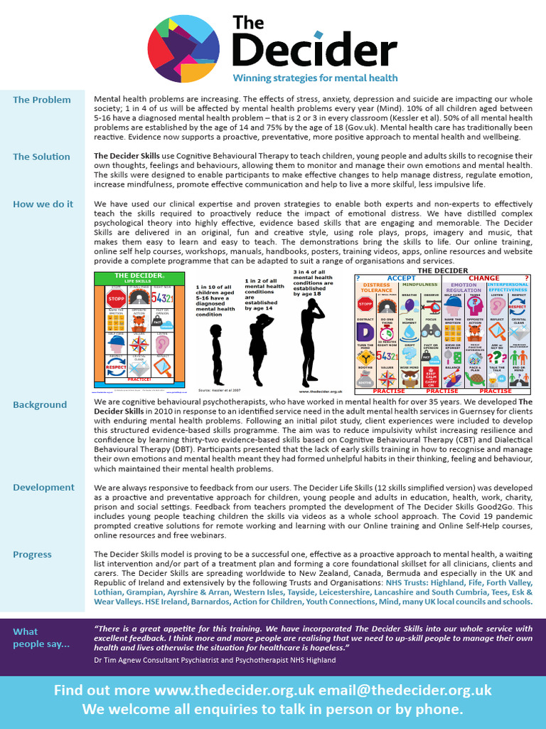 Decider Skills Info Page | PDF | Mental Health | Psychotherapy