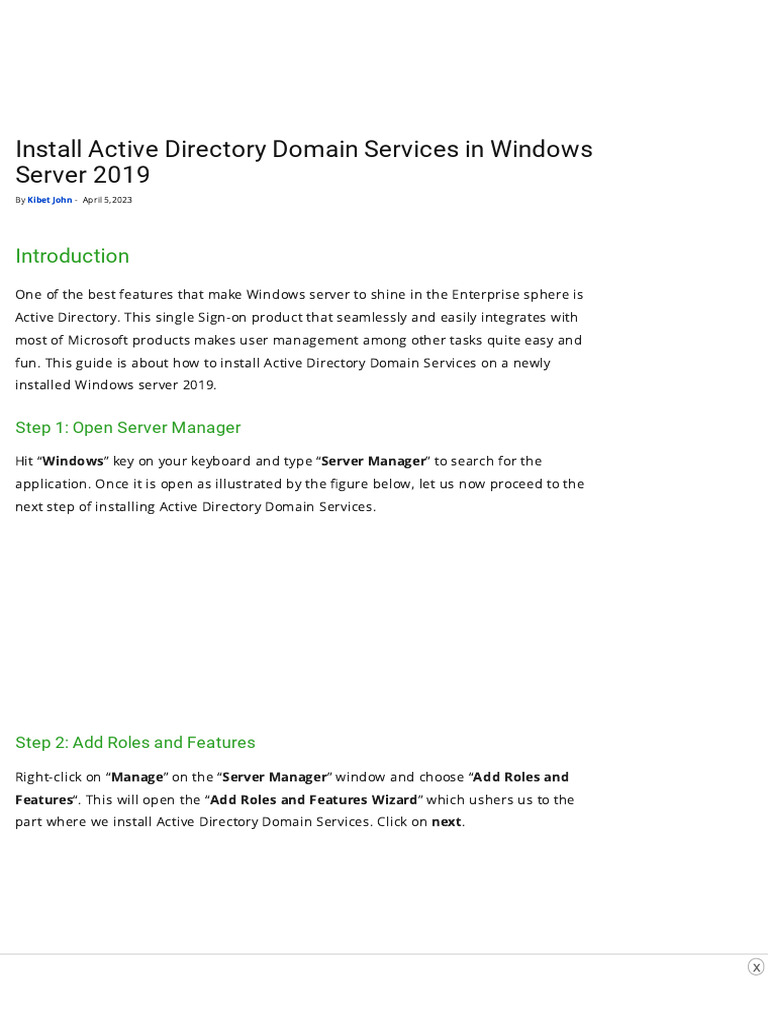 Install Active Directory Domain Services in Windows Server 2019 - ComputingForGeeks | PDF ...