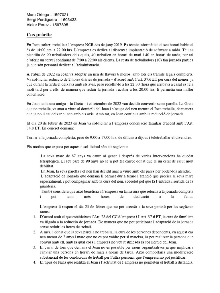 Cas Pràctic Seminari 5 - Grup V | PDF