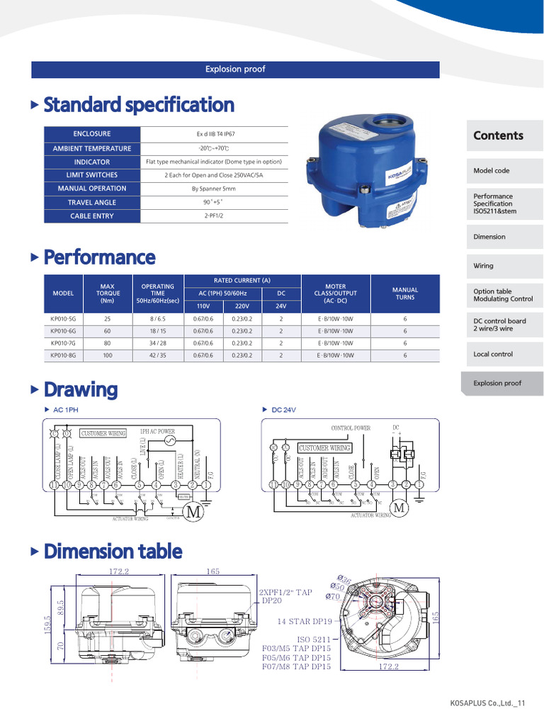 KOSA Electric Actuator KP010 2019 EXDIIBT4 | PDF