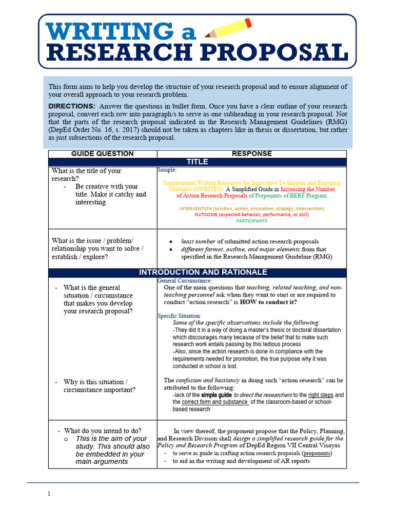 Simplified Guide for Action Research Proposals | PDF | Data | Sampling (Statistics)