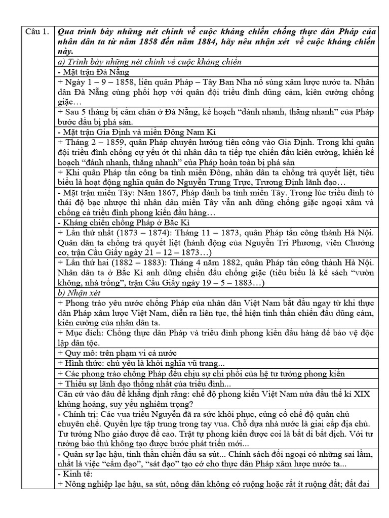 Đáp Án LSVN 1858 1884 | PDF