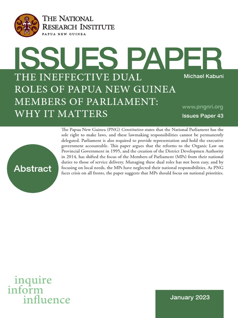 Issue Paper 43 The Ineffective Dual Roles of Papua New Guinea Members ...
