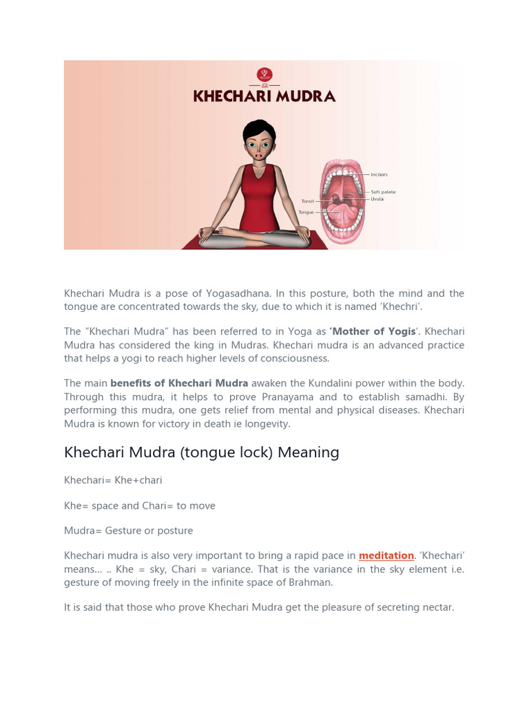 Khechari Mudra: Steps and Benefits | PDF