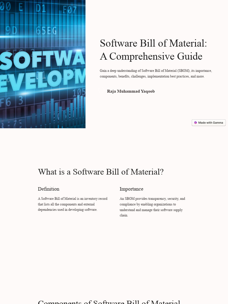 Software Bill of Material A Comprehensive Guide | PDF | Computer Security | Security