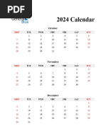 Q4 2024 Monthly Calendar Overview | PDF