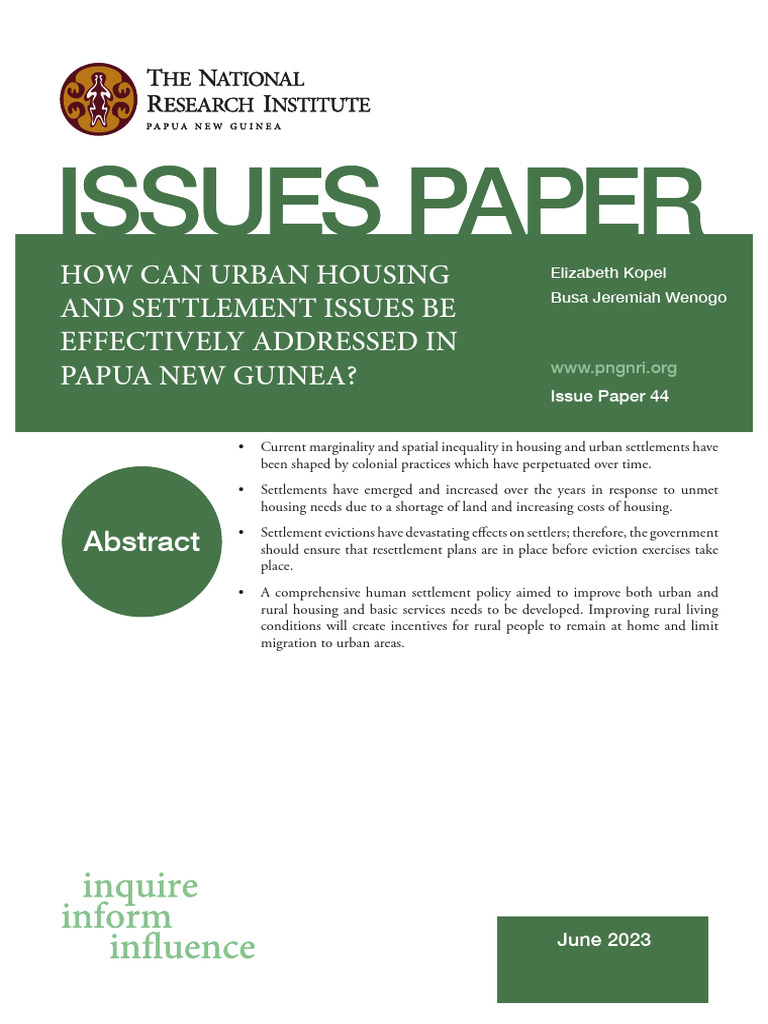 Issue_Paper_No._44_CHECK_ | PDF | Papua New Guinea | Squatting
